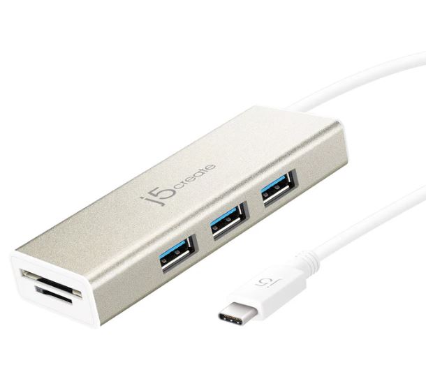 J5Create USB-C™ 3.1 3-Port HUB with SD™/microSD™ Card Reader ...